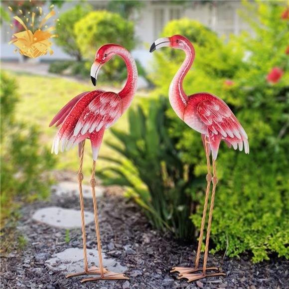 Accents | Pink Flamingo Yard Decoration Metal Garden Statues Sculptures ...